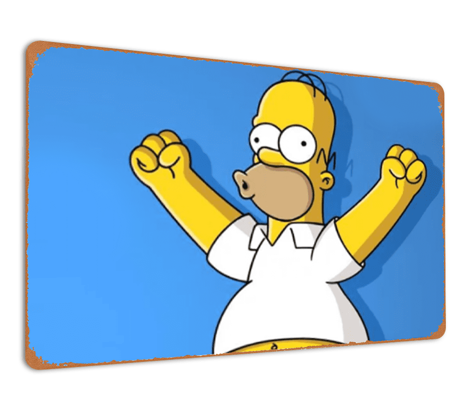 Retro The Simpsons Metal Tin Sign Homer Simpson Is Cheering Poster ...