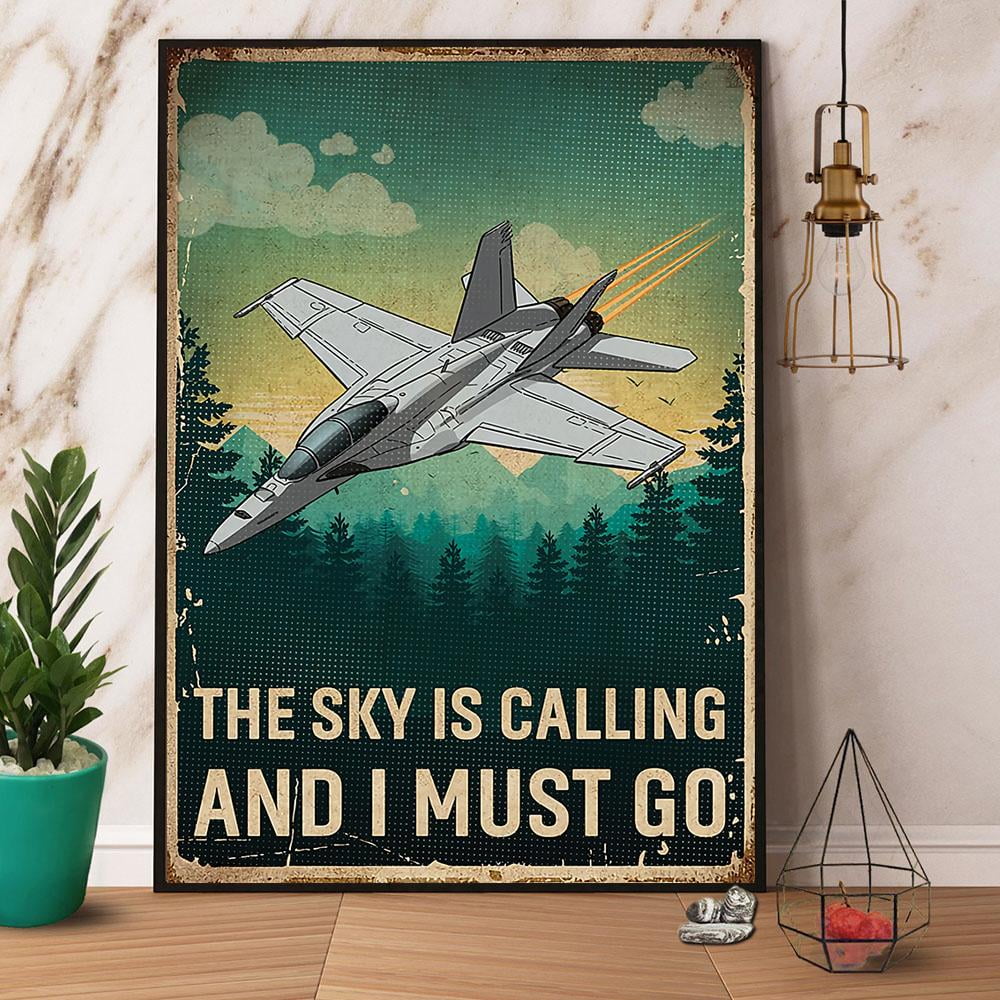 Retro The Sky Is Calling And I Must Go Aircraft Paper Poster No Frame ...