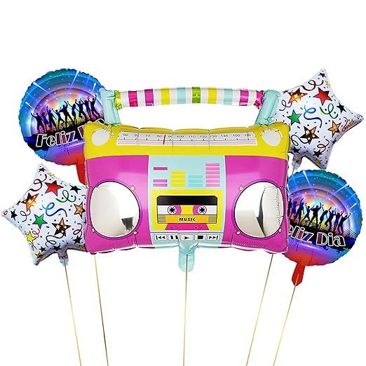 Retro Theme Hip Hop Disco Fever Birthday Party Stereo Balloon Set of 5 ...