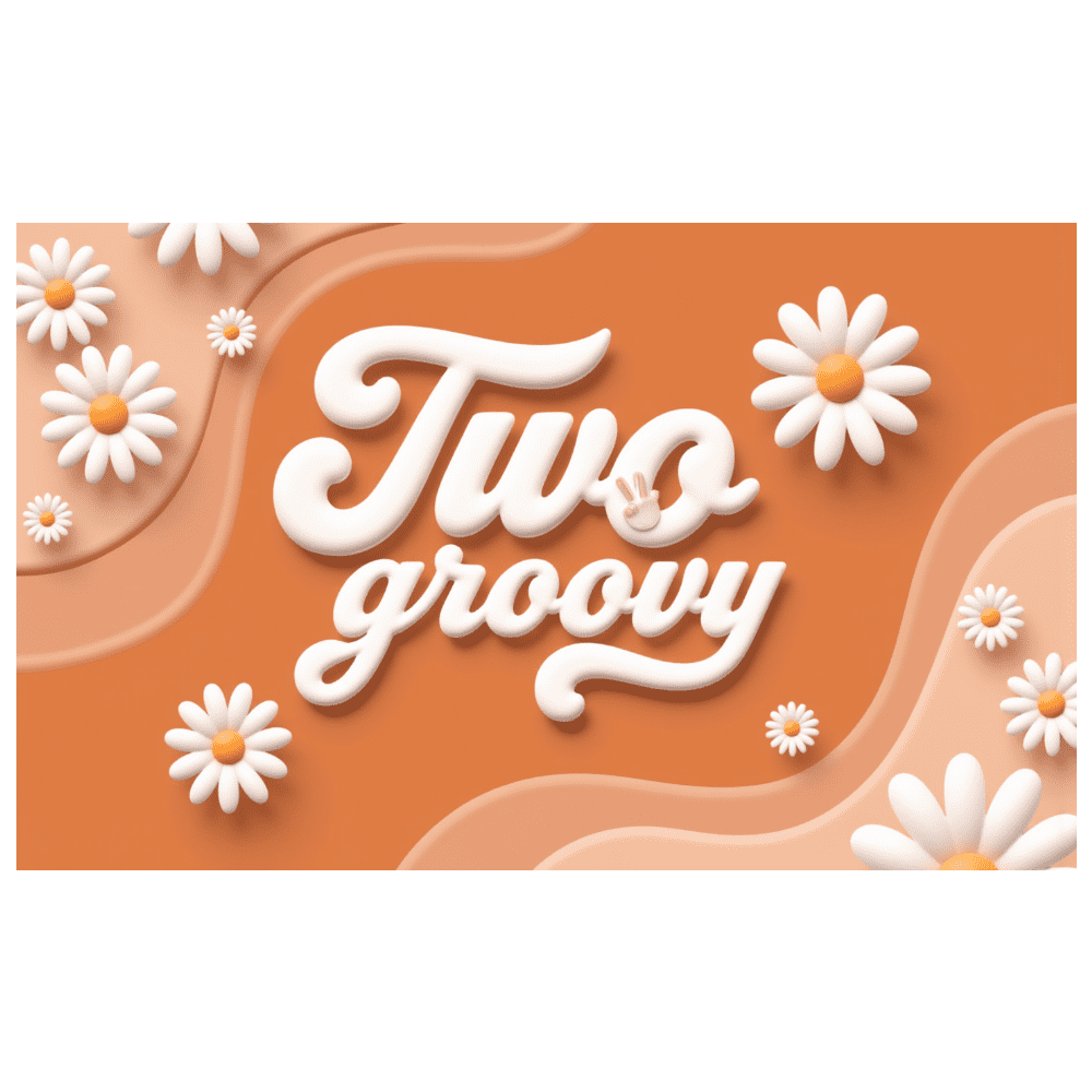 Retro Theme Two Groovy Banner Flower Design Daisy Decoration for ...