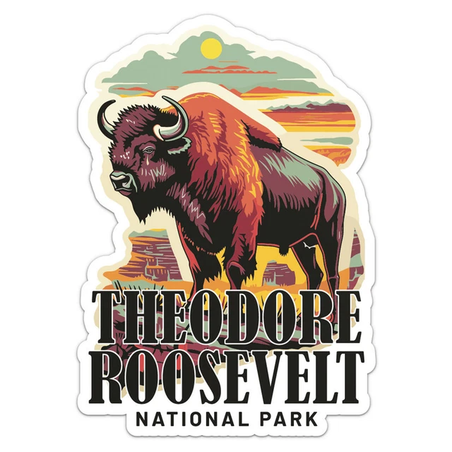Retro Theodore Roosevelt National Park Sticker Phone Decal Water Bottle ...