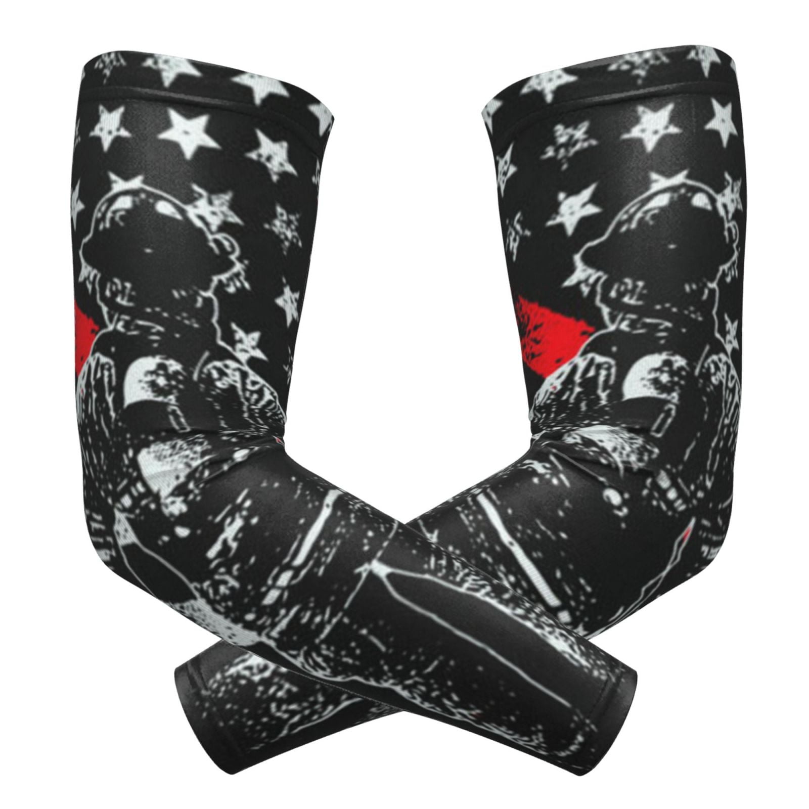 Retro Thin Red Firefighter Line Flag Arm Sleeves For Men Women ...