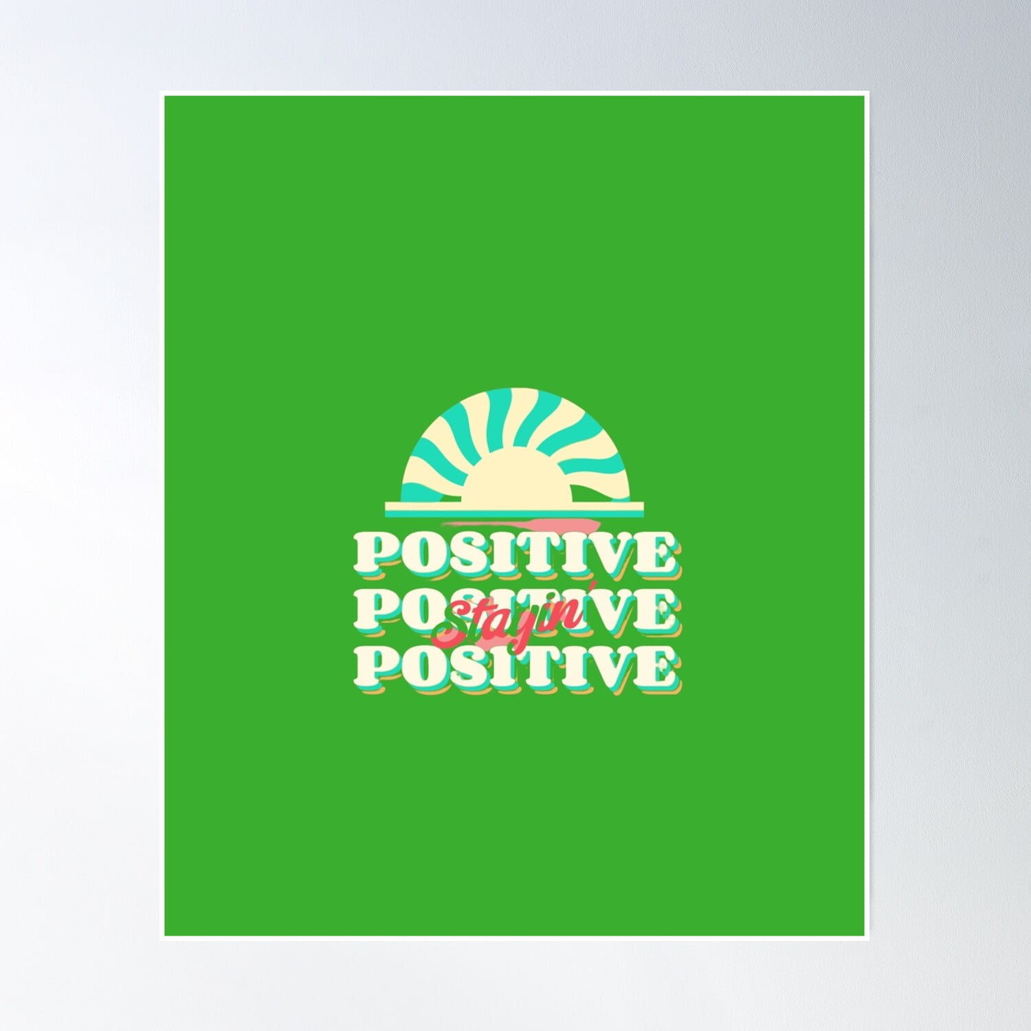 Retro Think Positive Poster Wall Art, Modern Wall Decor, 24x36 UNFRAMED ...