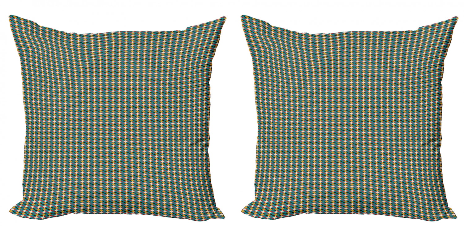 Ambesonne Retro Throw Pillow Cover 2 Pack, Abstract Wavy Line Art, 20 ...