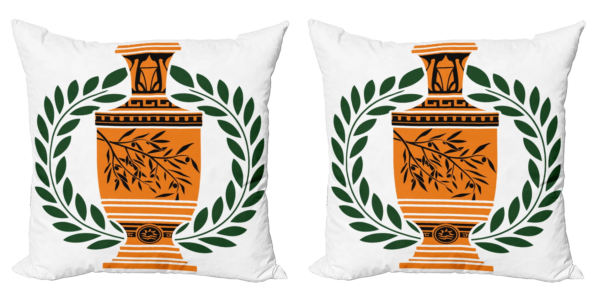 Ambesonne Retro Throw Pillow Cover 2 Pack, Greek Vase Laurel, 24 ...