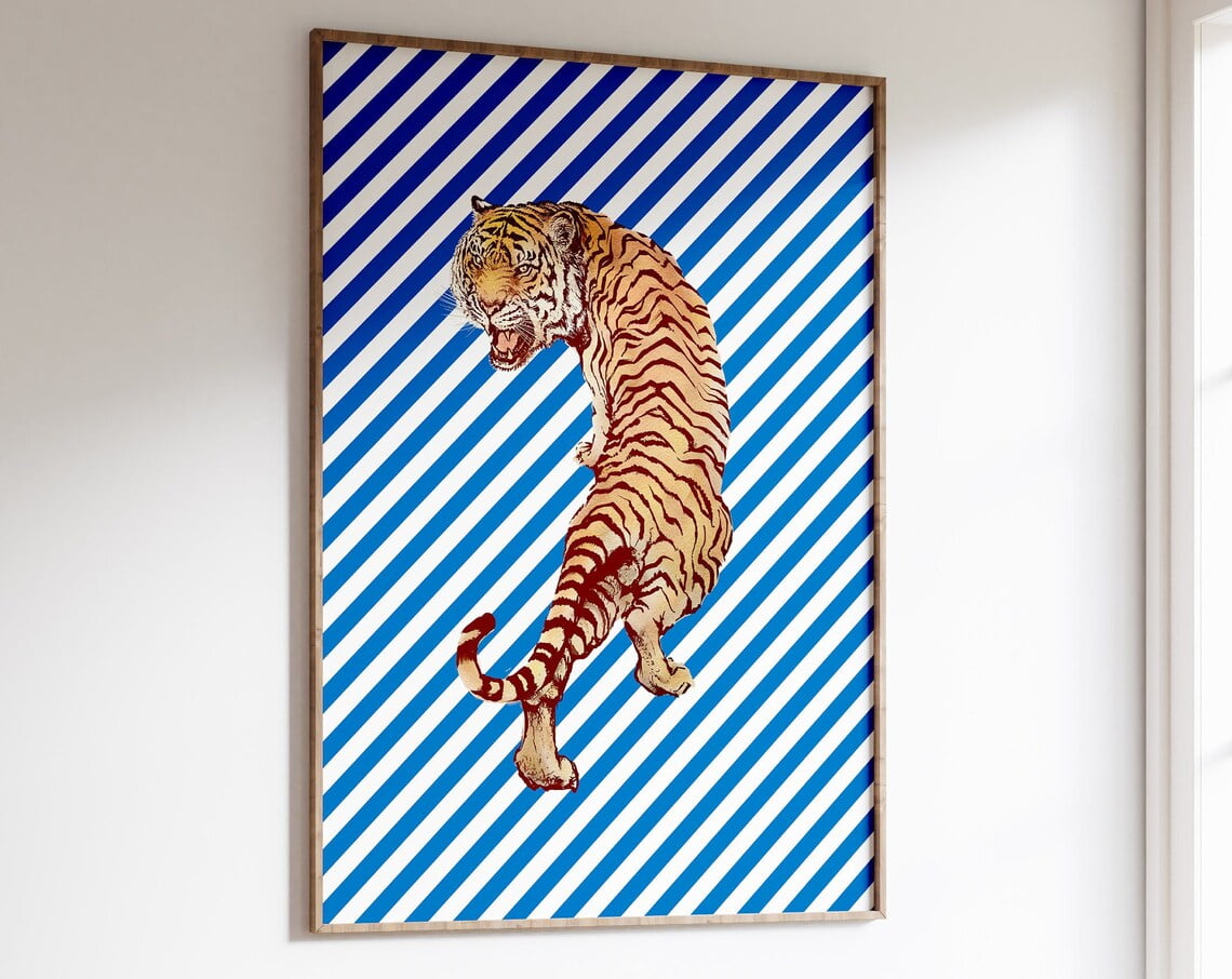 Retro Tiger Print - Eclectic Vintage, Stripes, Wild Tiger, Modern Retro ...