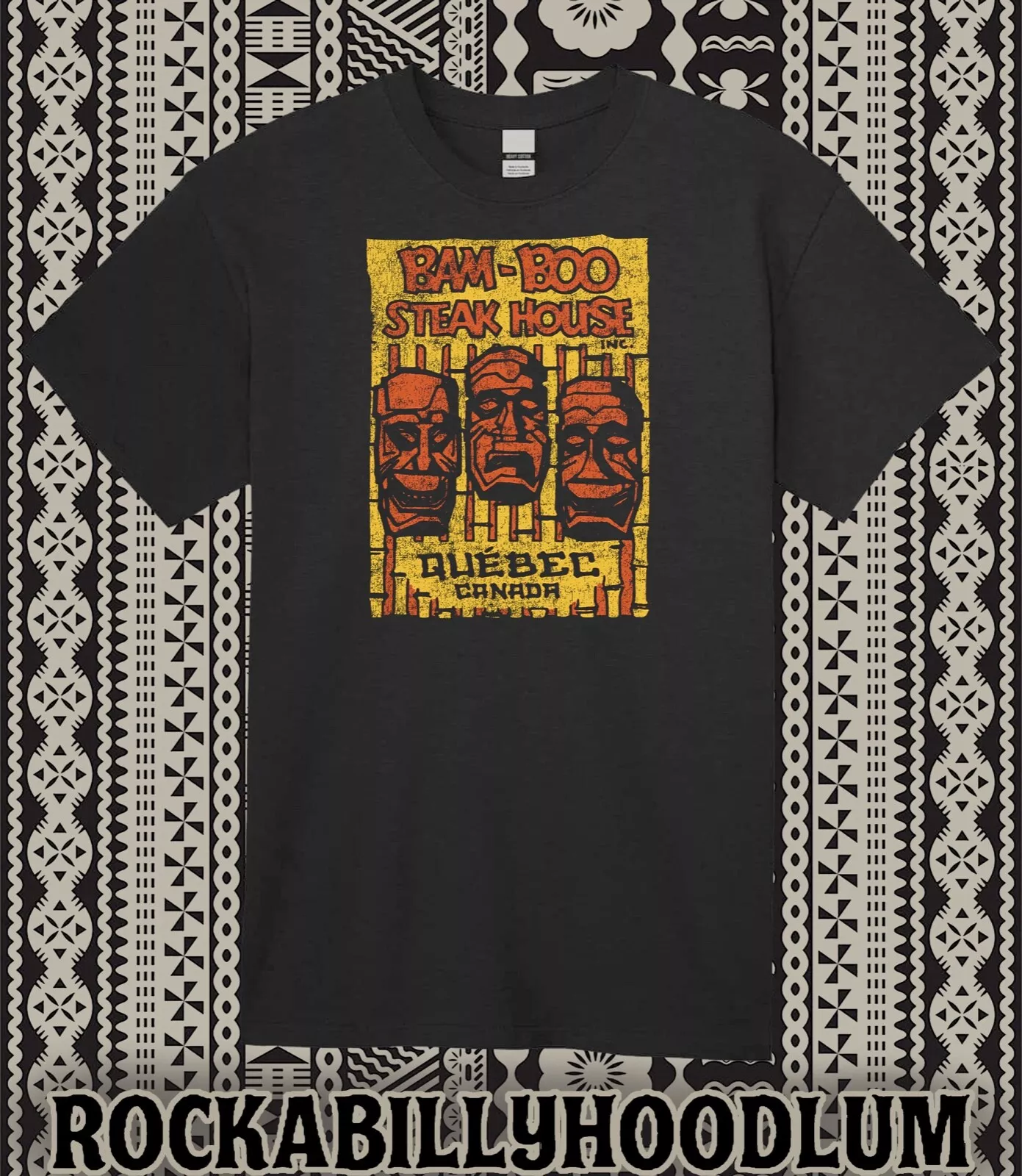 Retro Tiki Art Tee T Shirt Bar Mug Restaurant Bam Boo Steakhouse Quebec ...