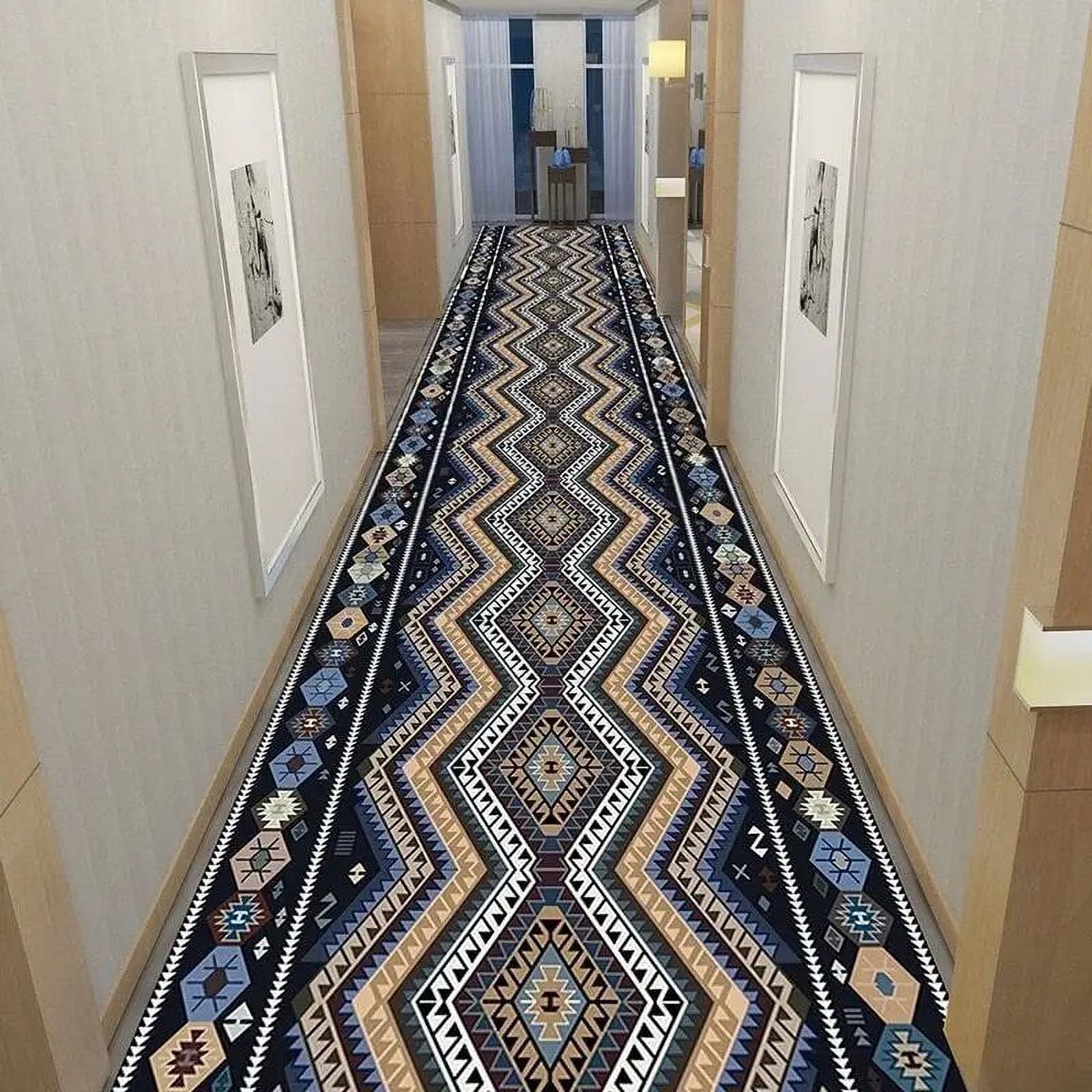 Retro Tile Home Long Corridor Carpet Runner Customizable Hallway Decor ...