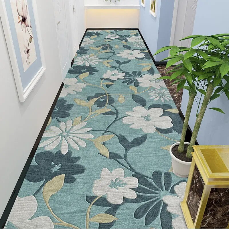 Retro Tile Home Long Corridor Carpet Runner Customizable Hallway Decor ...