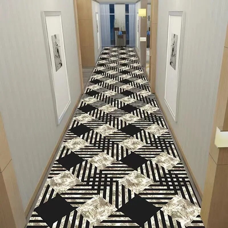 Retro Tile Home Long Corridor Carpet Runner Customizable Hallway Decor ...