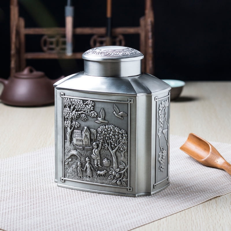 Retro Tin Alloy Metal Tea Can Storage Boxes Sealed Coffee Powder Cans ...