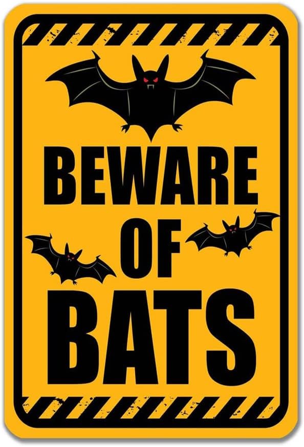 Retro Tin Sign Beware Of The Bats Beware Of The Bats Poster 12x8Inches ...