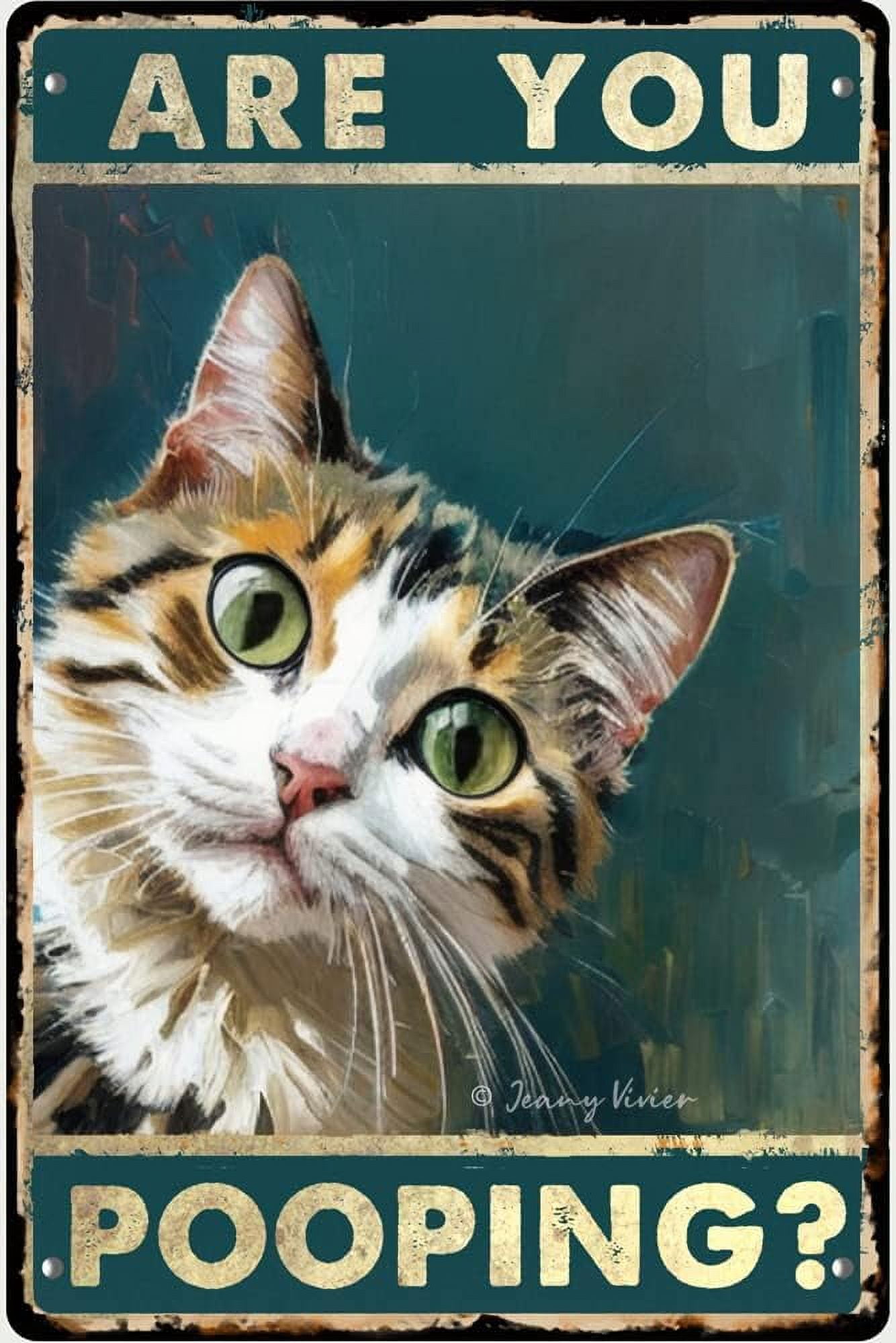 Retro Tin Sign Cat are You Pooping Funny Signs Bathroom Restroom Wall ...