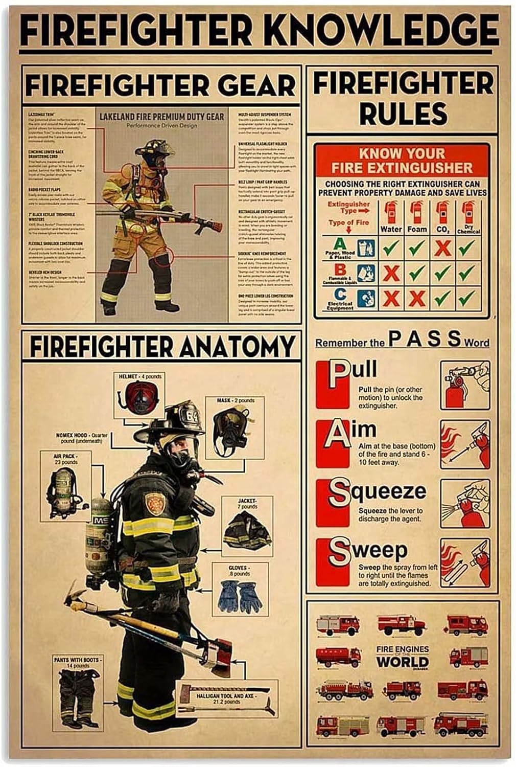 Retro Tin Sign Firefighter Knowledge Cafe Poster 12x8Inches - Walmart.com
