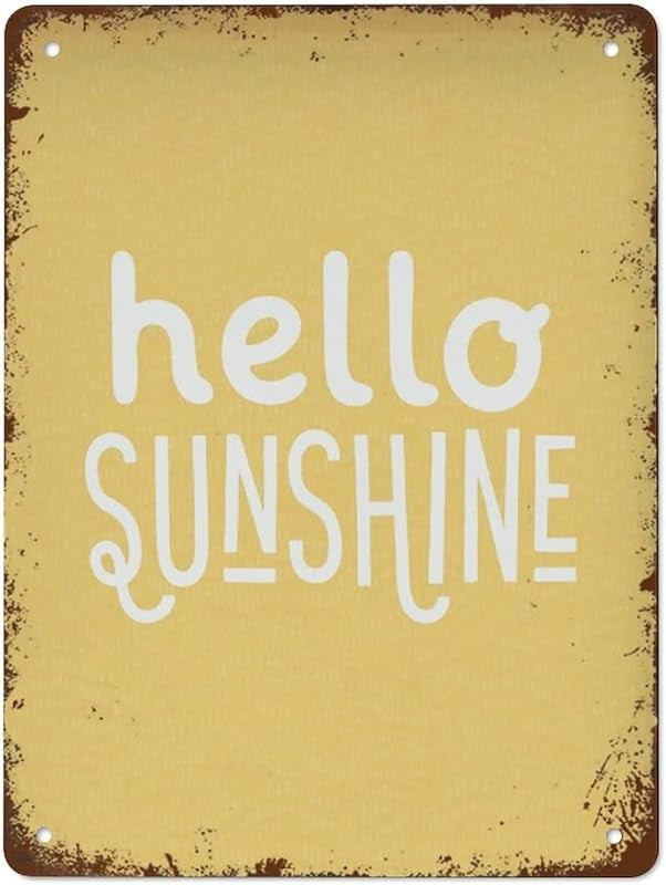 Retro Tin Sign Hello Sunshine Wall Art Nursery Wall Art Yellow Room ...