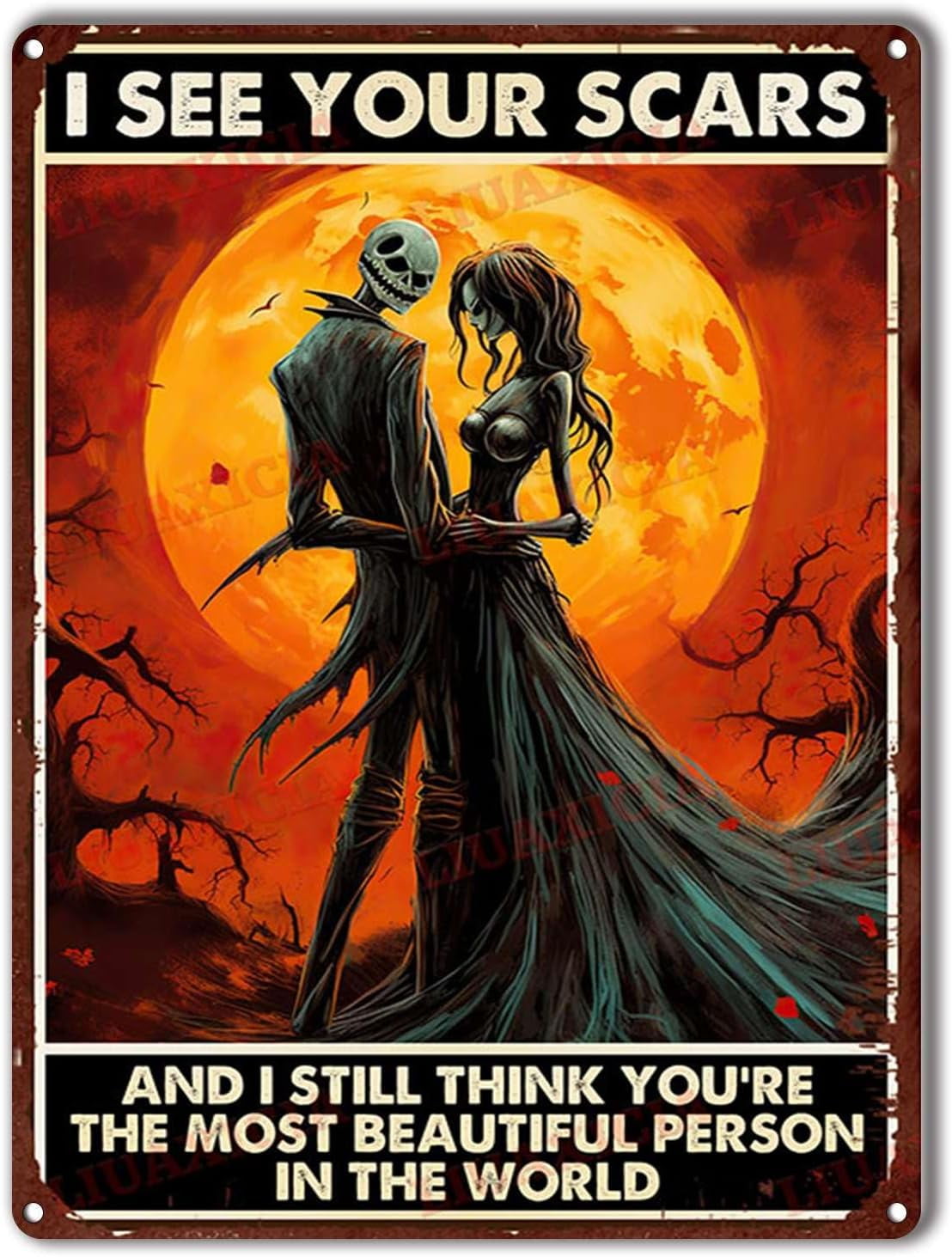 Retro Tin Sign I See Your Scars Inspirational Quotes Skeleton Home Bar ...