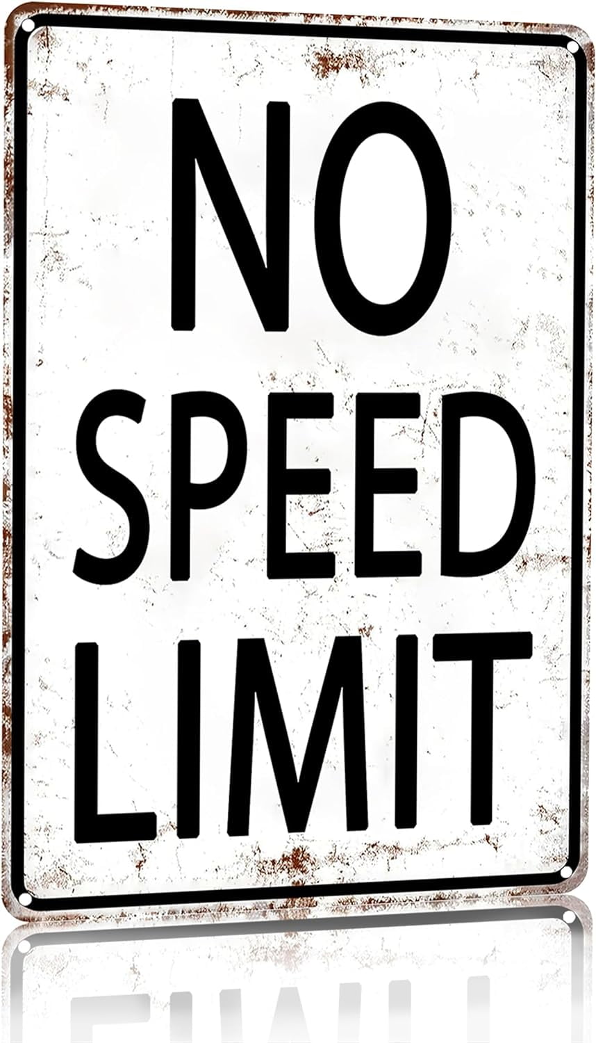 Retro Tin Sign No Speed Limit Sign for Man Cave Garage Bedroom Vintage ...