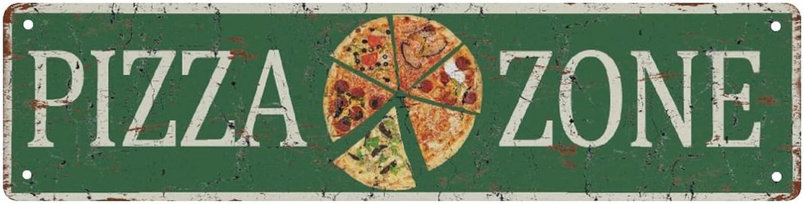 Retro Tin Sign Pizza Zone Vintage Signs Retro Street Signs Aluminum ...