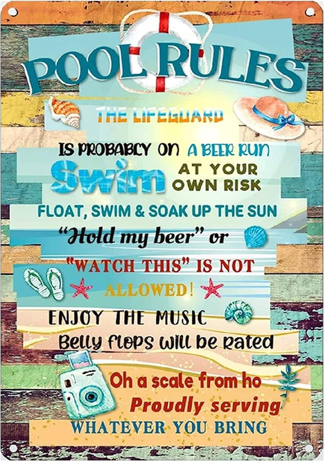 Retro Tin Sign Pool Rules Pool Swimming Metal Tin Signs Aluminum Sign ...
