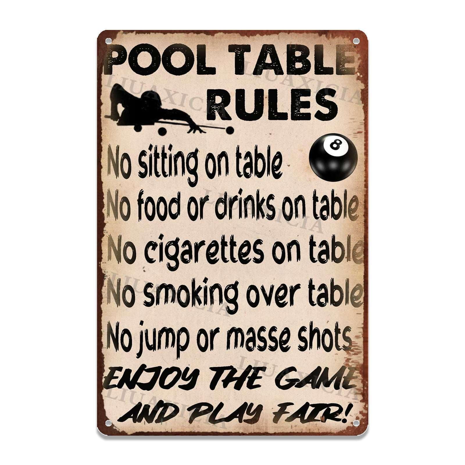 Retro Tin Sign Pool Table Rules For Home Bar Room Diner Garage Kitchen ...