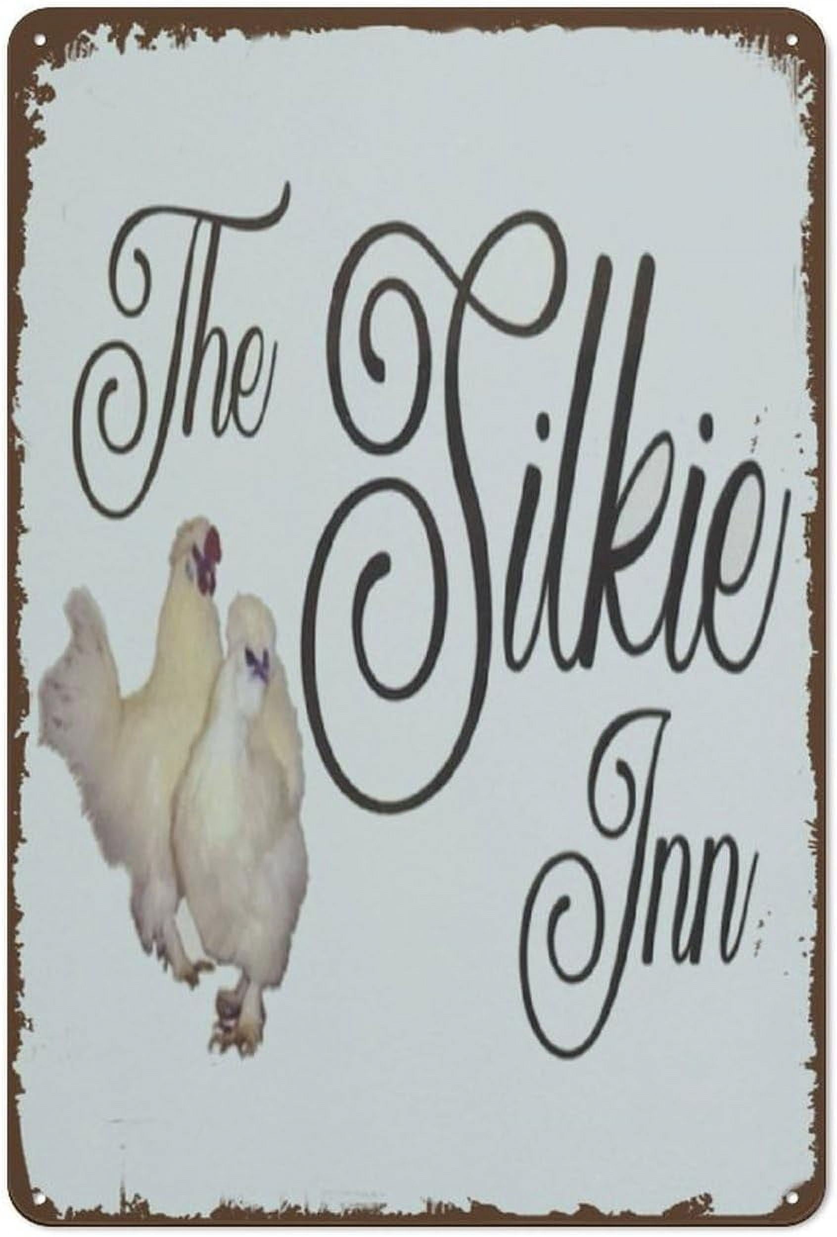 Retro Tin Sign Silkie Inn Chicken Sign White Rooster Coop Farm Country ...