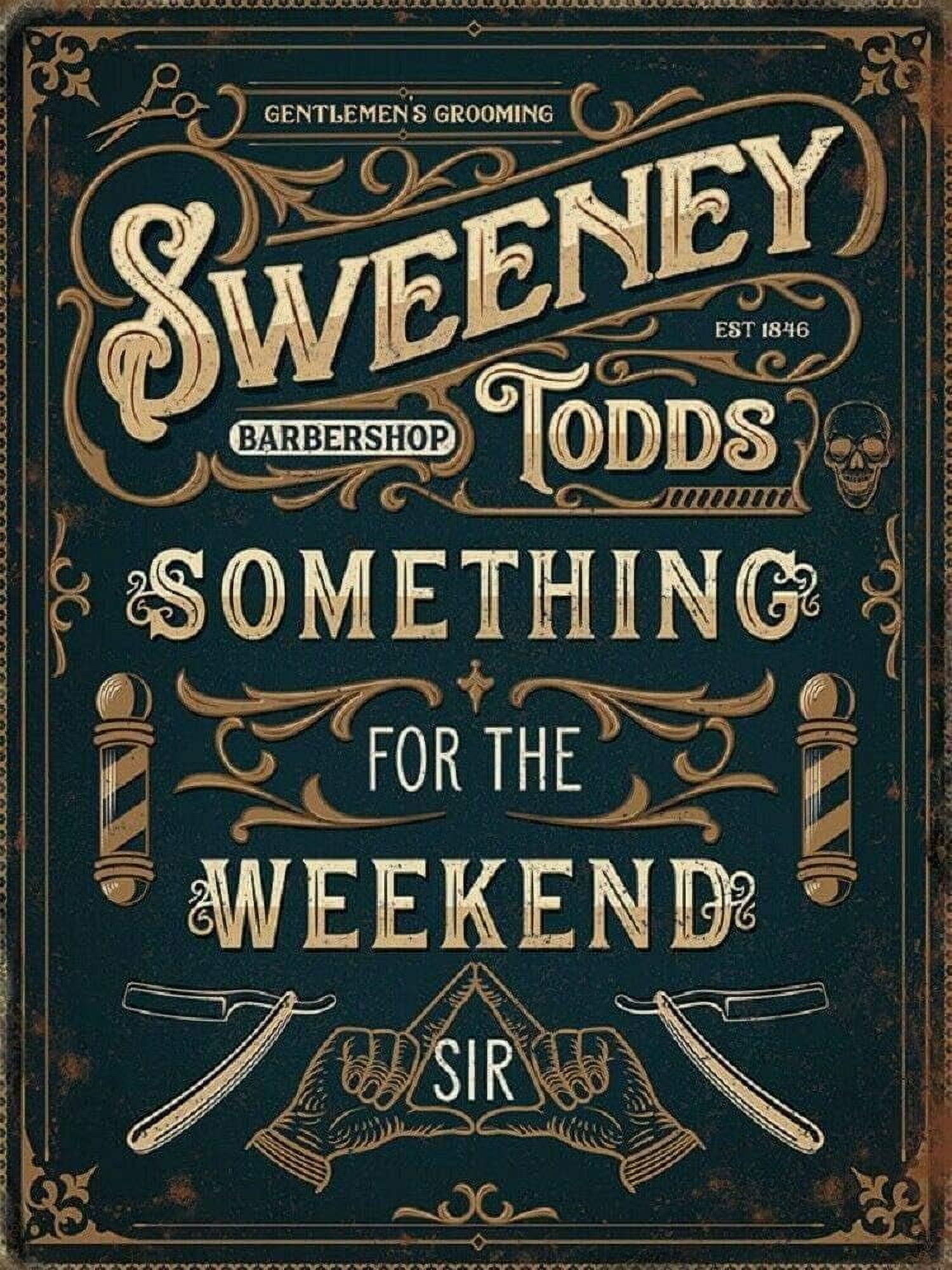Retro Tin Sign Sweeney Todds Barbershop Barbers Poster 12x8Inches ...