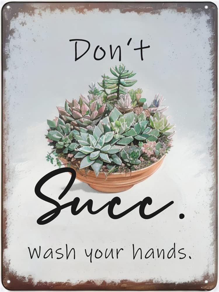 Retro Tin Sign Vintage Don't SUCC Cactus Succulents Funny Cacti Kitchen ...