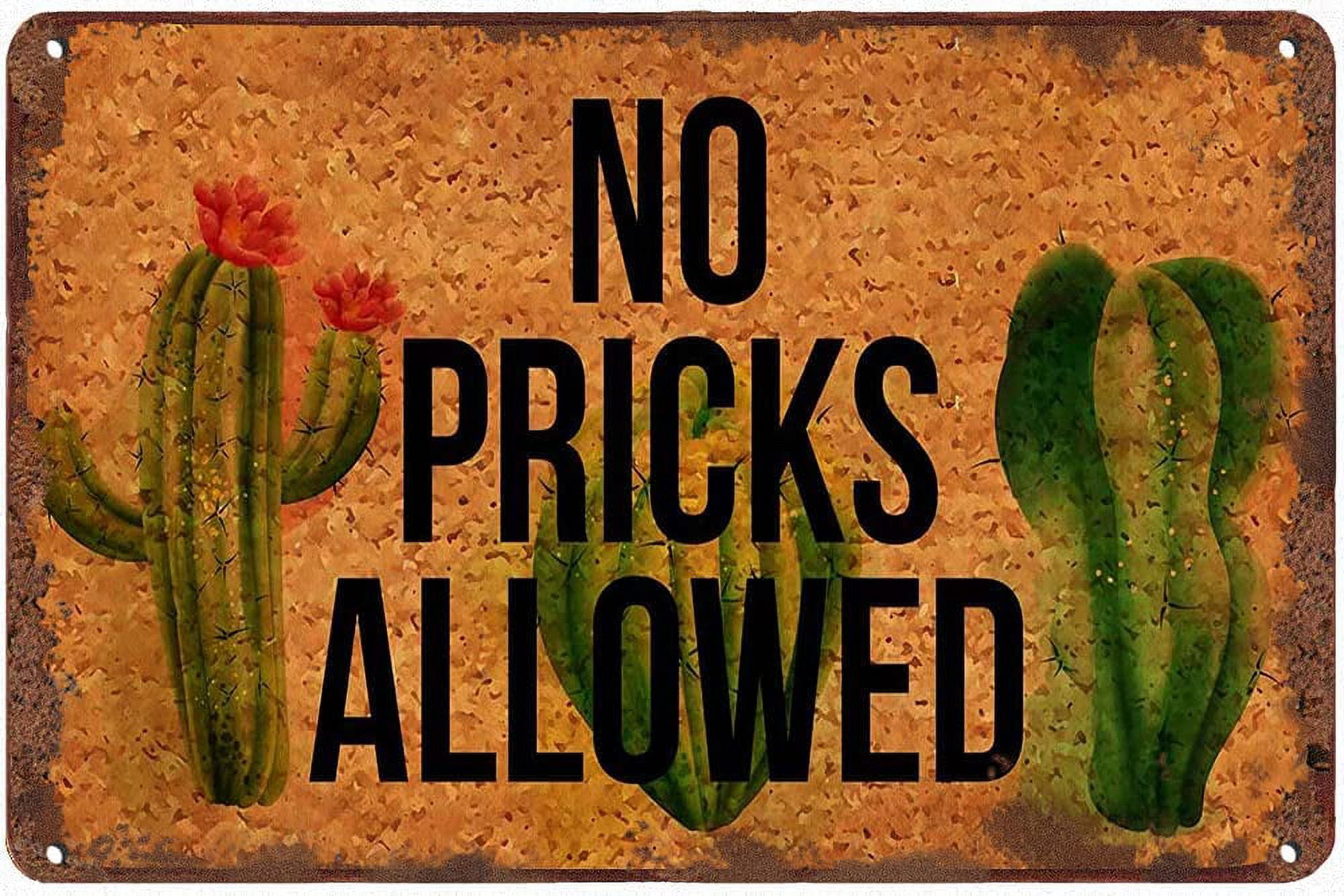 Retro Tin Sign Vintage no Pricks Allowed Catus Succulents Funny Cacti ...