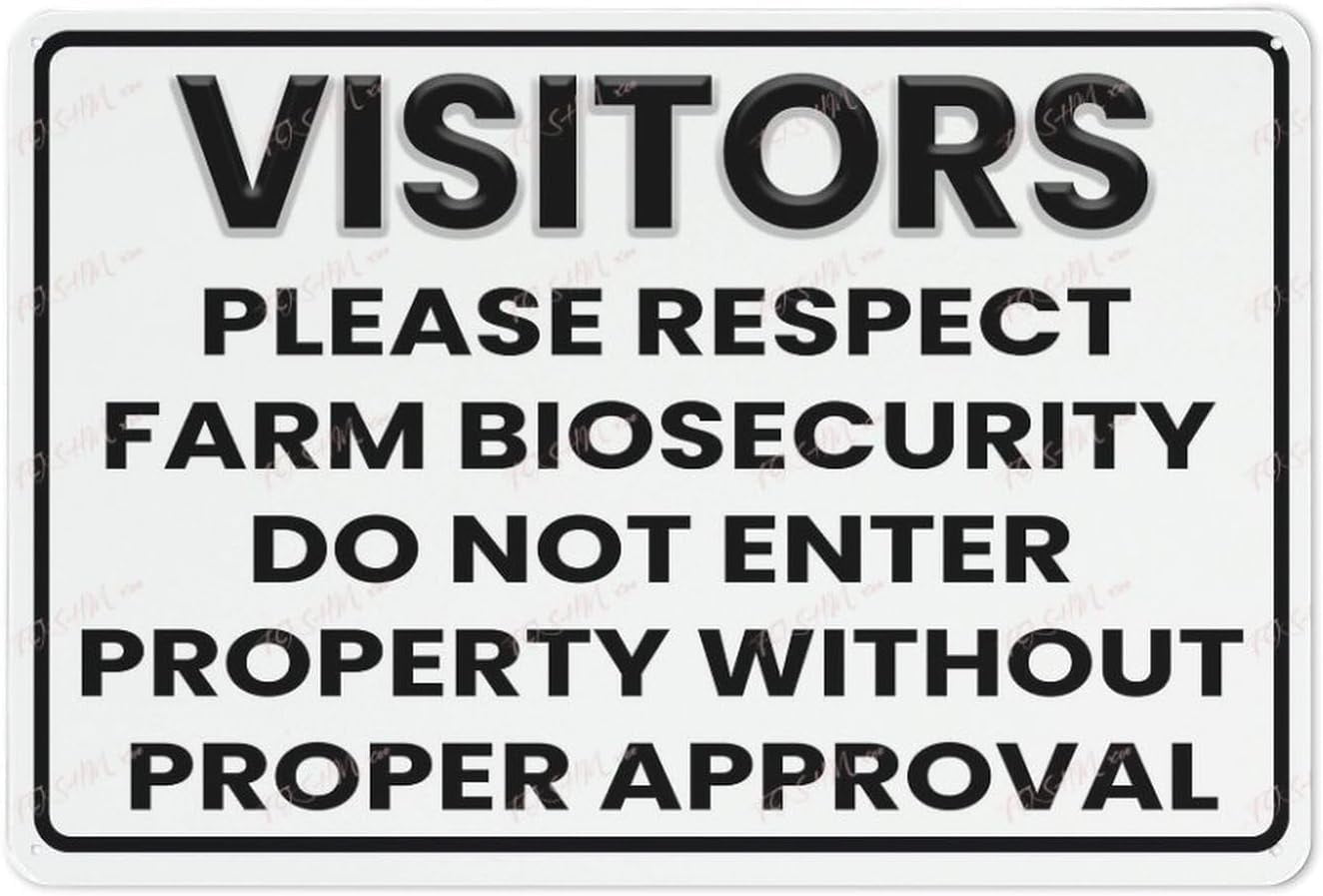 Retro Tin Sign Visitors Please Respect Farm Biosecurity Please Do Not ...