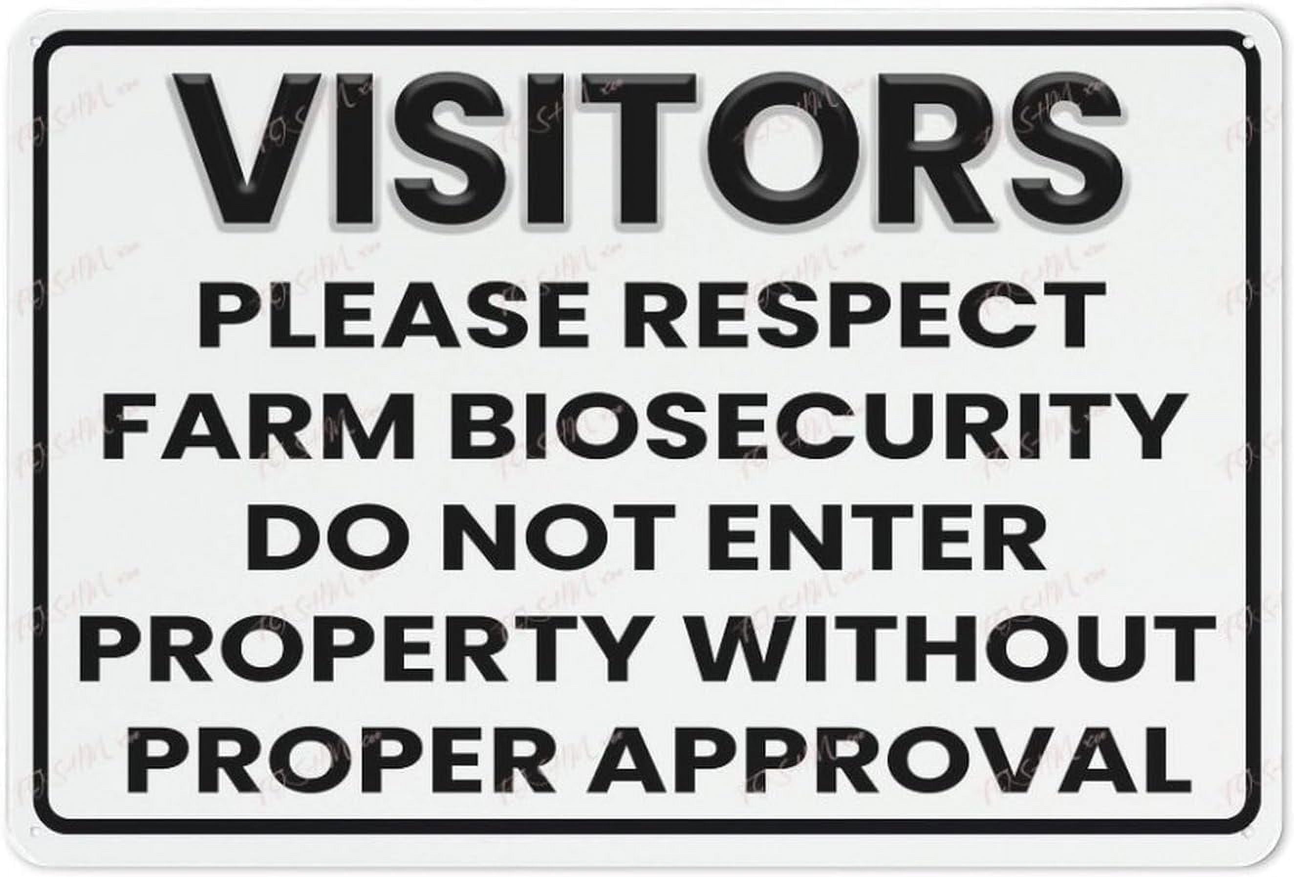 Retro Tin Sign Visitors Please Respect Farm Biosecurity Please Do Not ...