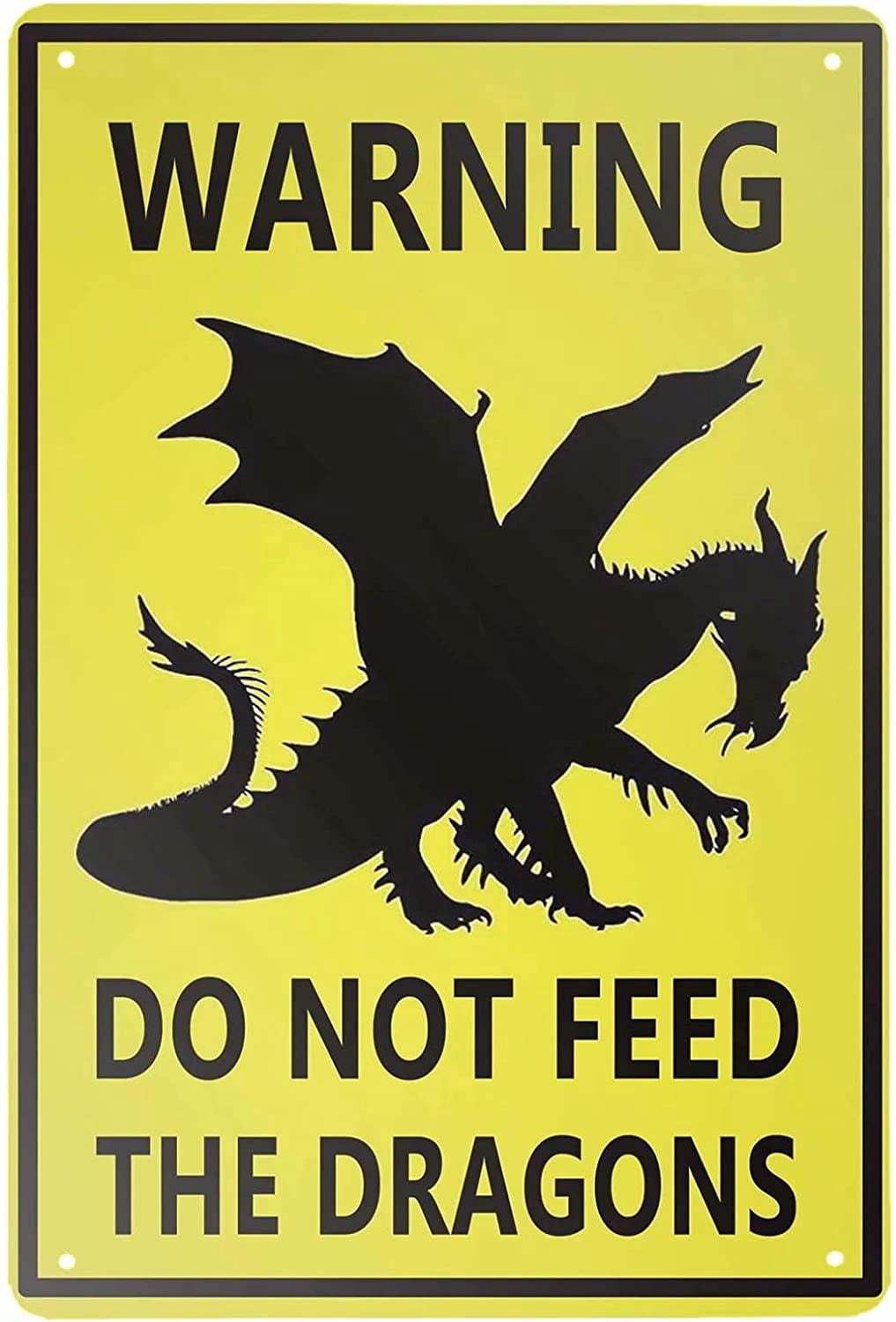 Retro Tin Sign Warning Do Not Feed The Dragons Metal Sign Wall Art ...