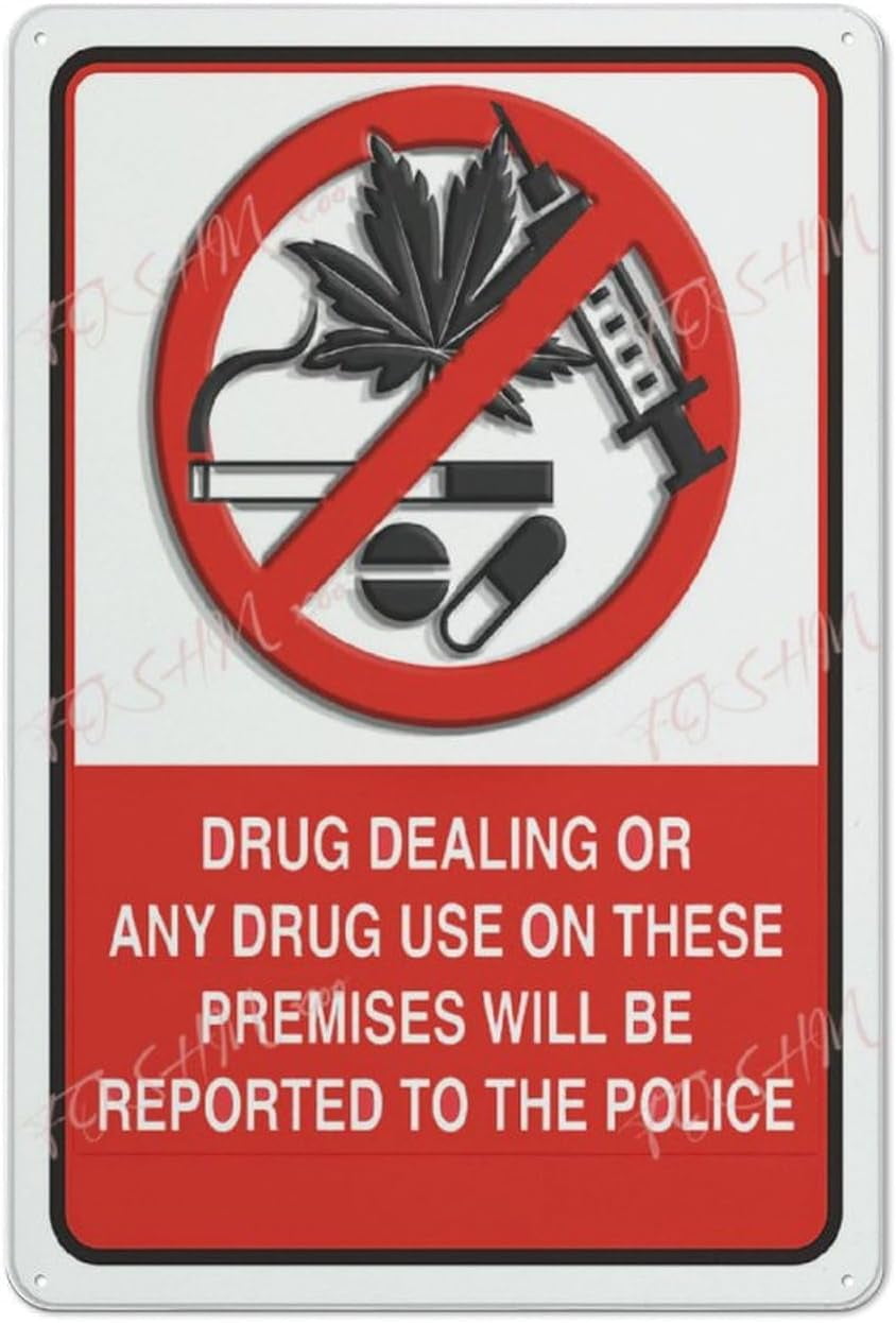Retro Tin Sign Warning Notice No Drugs Drug Use Or Drug Dealing On The ...