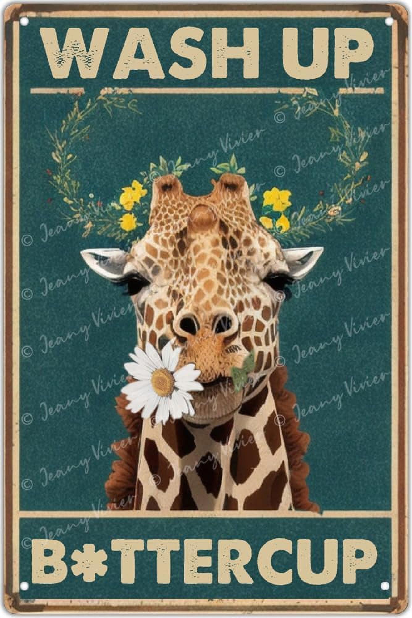 Retro Tin Sign Wash Up Buttercup Poster, Giraffe Funny Wall Decor ...