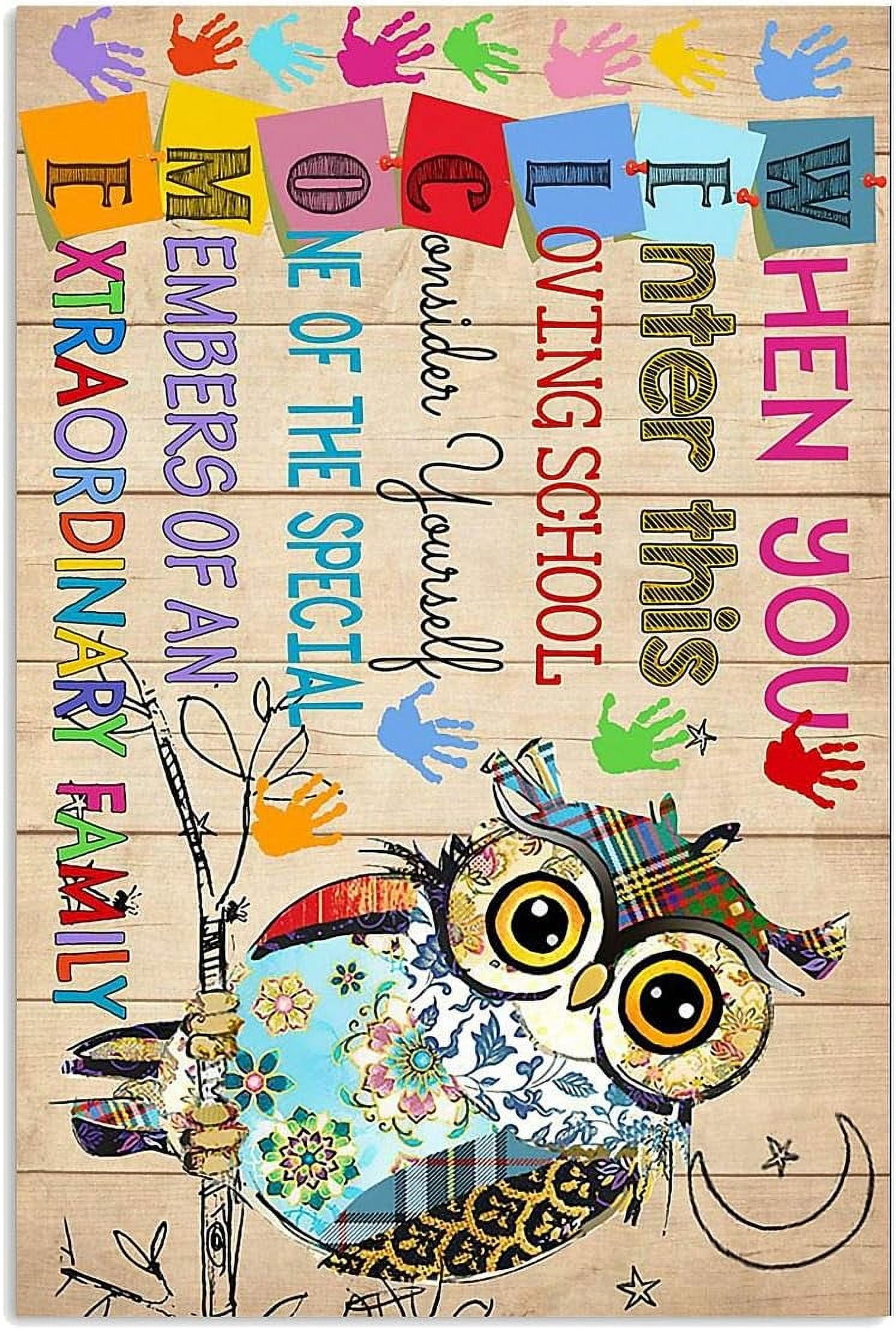 Retro Tin Sign Welcome Owl Extraordinary Family Poster 12x8Inches ...
