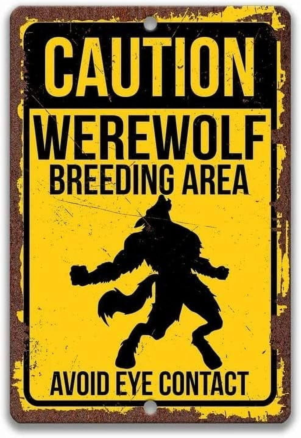 Retro Tin Sign Werewolf Werewolf Breeding Area Bathroom Living Poster ...
