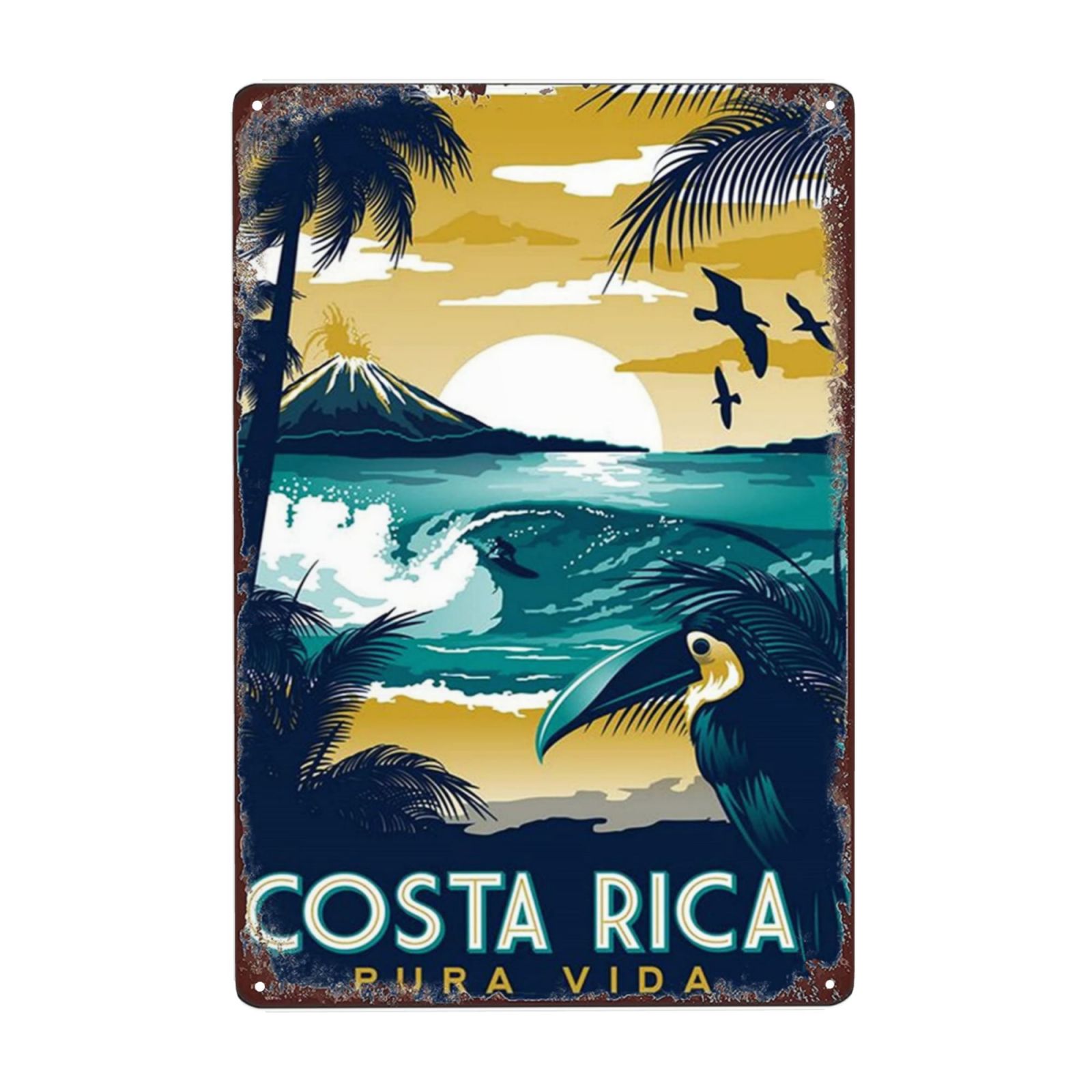 Retro Tin Signs Costa Rica Postcard Vintage Metal Signs Posters For ...
