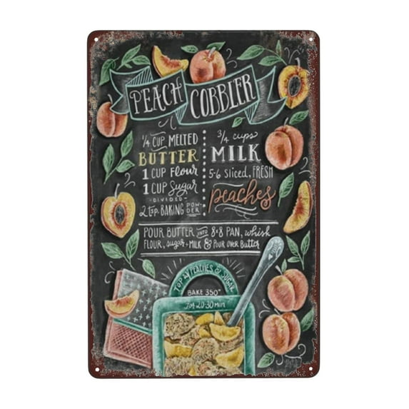 Retro Tin Signs Peach Cobbier Vintage Metal Signs Posters For Garage ...