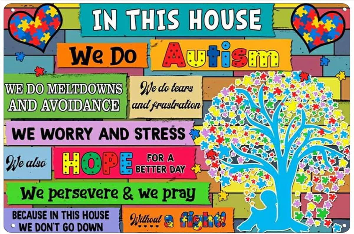 Retro Tin Signs in This House We Do Autism Print Vertical Poster Tin ...