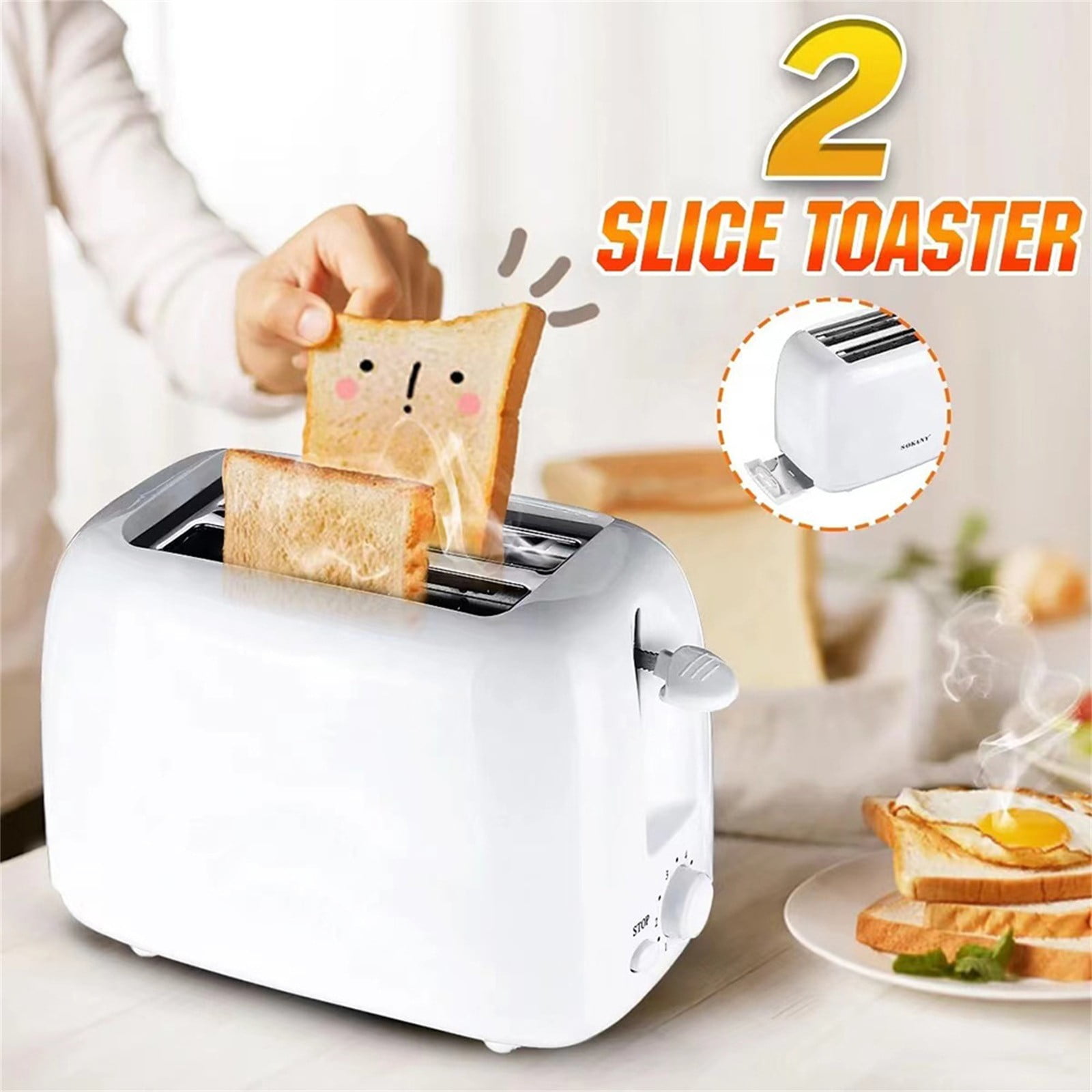 Retro Toaster 2 Slice With 6 Functions Stainless Steel Toaster ...
