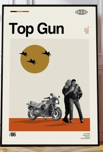 Retro Top Gun - Tony Scott Movie Poster, Tom Cruise Poster NO FRAMED ...