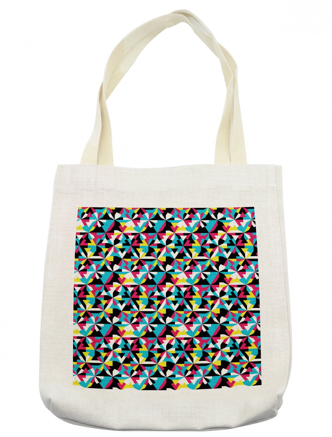 Retro Tote Bag, Abstract Grunge Design with Angular Shapes Colorful ...