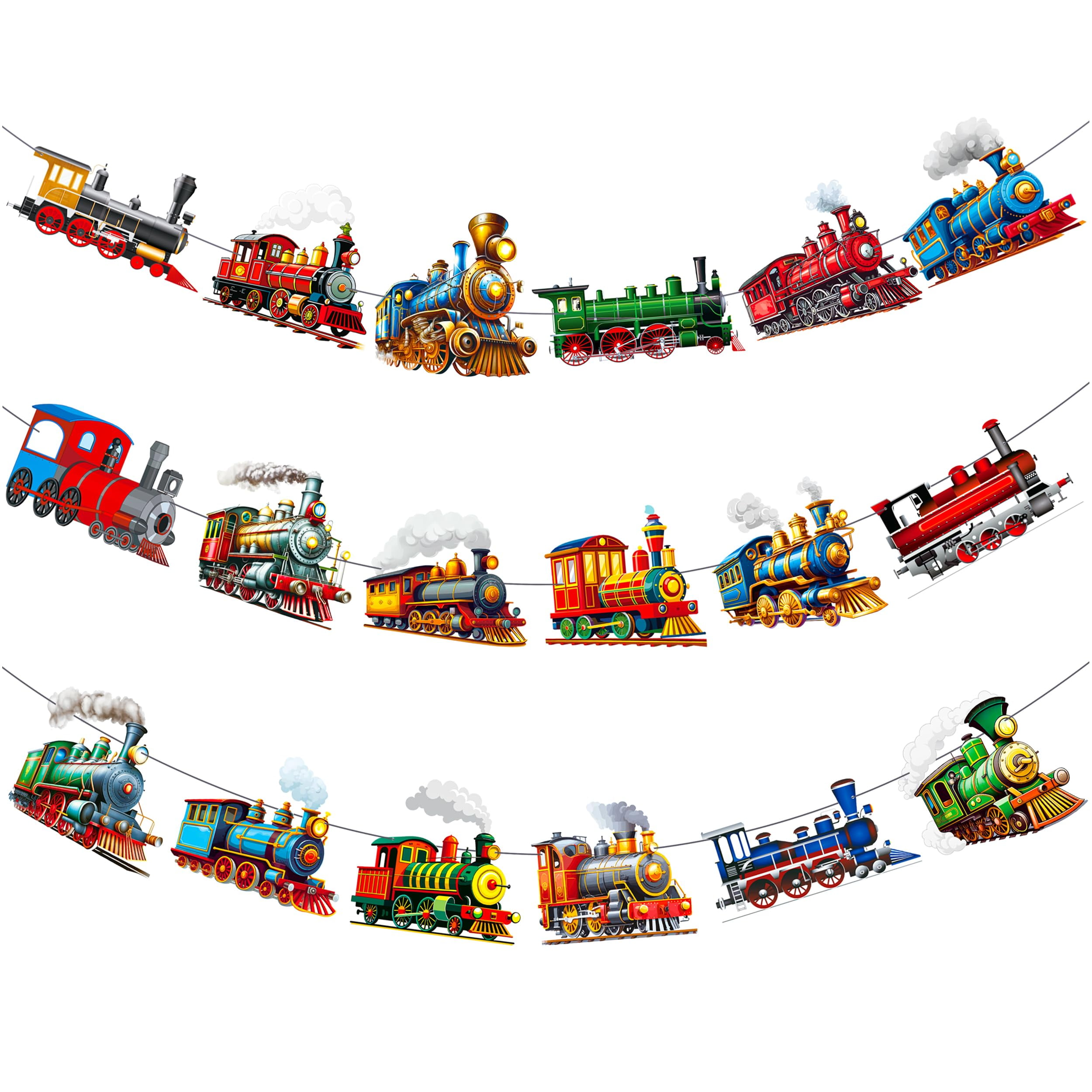 Retro Train Banners Train Birthday Party MTN1 Decorations Stream Train ...