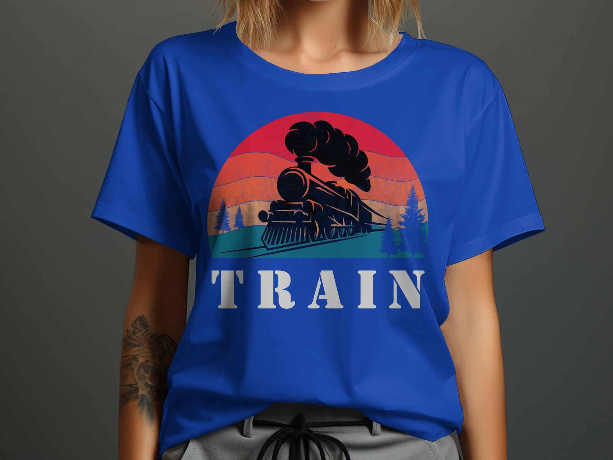 Retro Train Locomotive Lover Tshirt for Men Women Kids Boys Husband Son ...