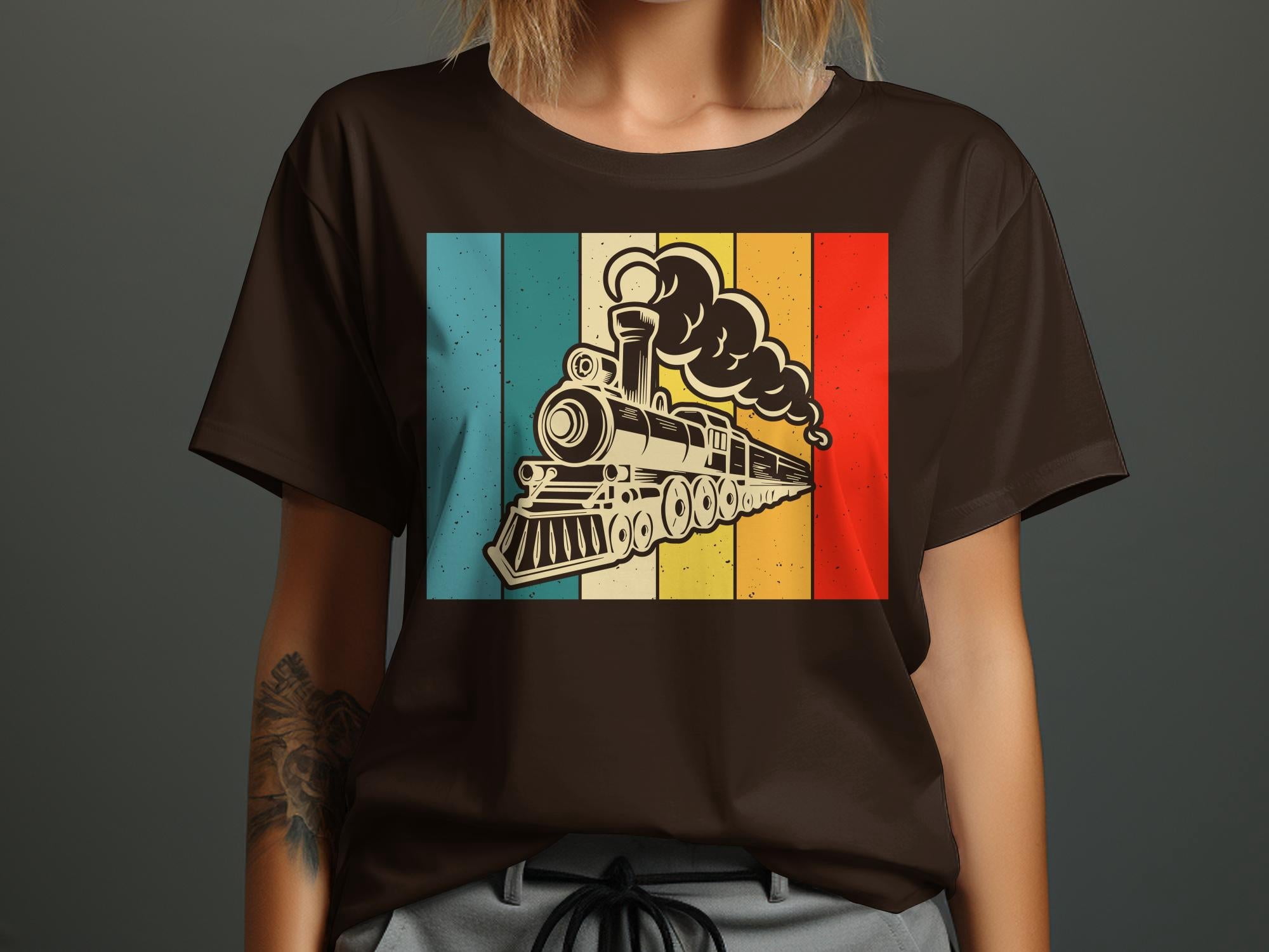 Retro Train Locomotive Tshirt for Men Women, Ladies & Youth Train Lover ...