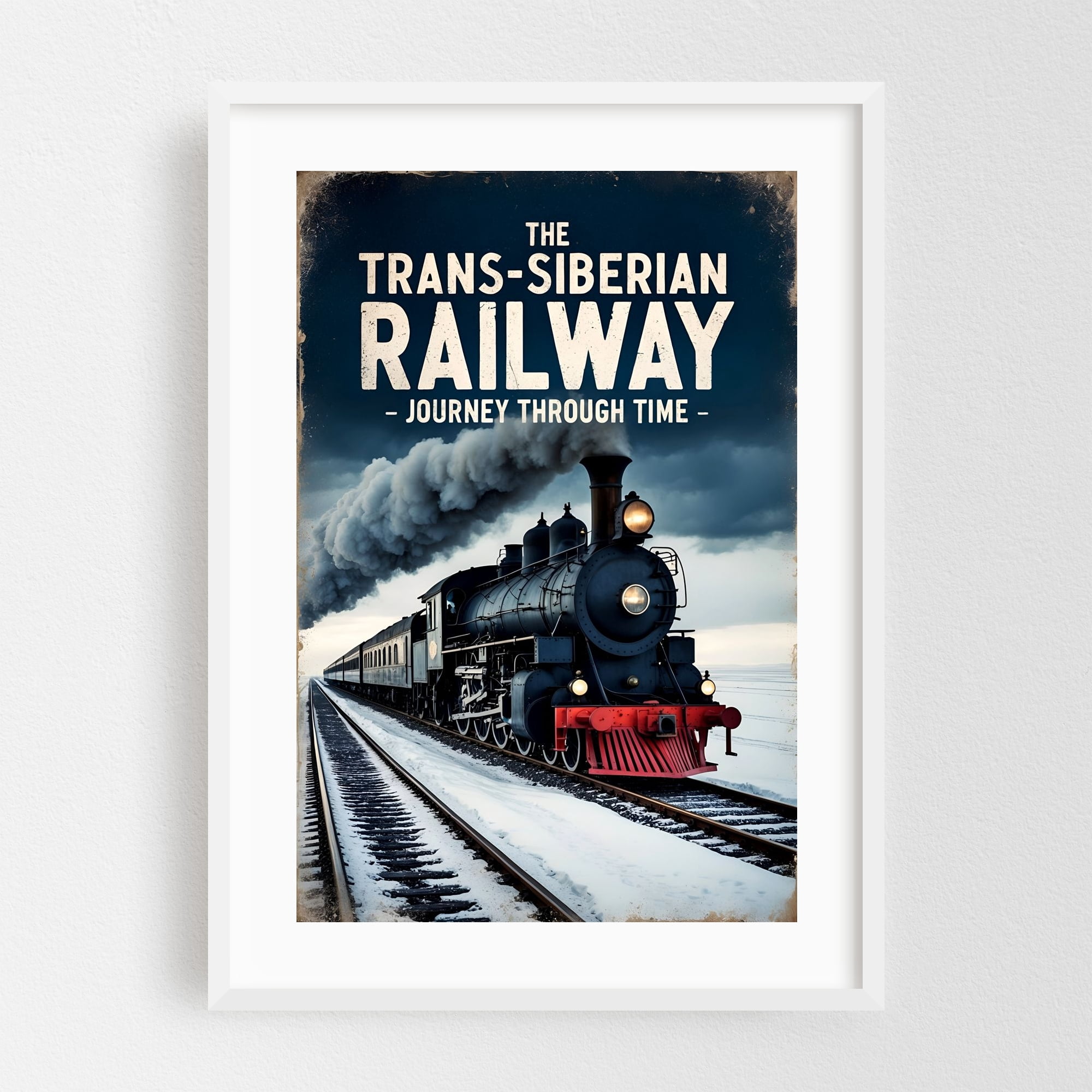 Retro Train Poster: Siberian Snow Adventure - Russia Illustration Train ...