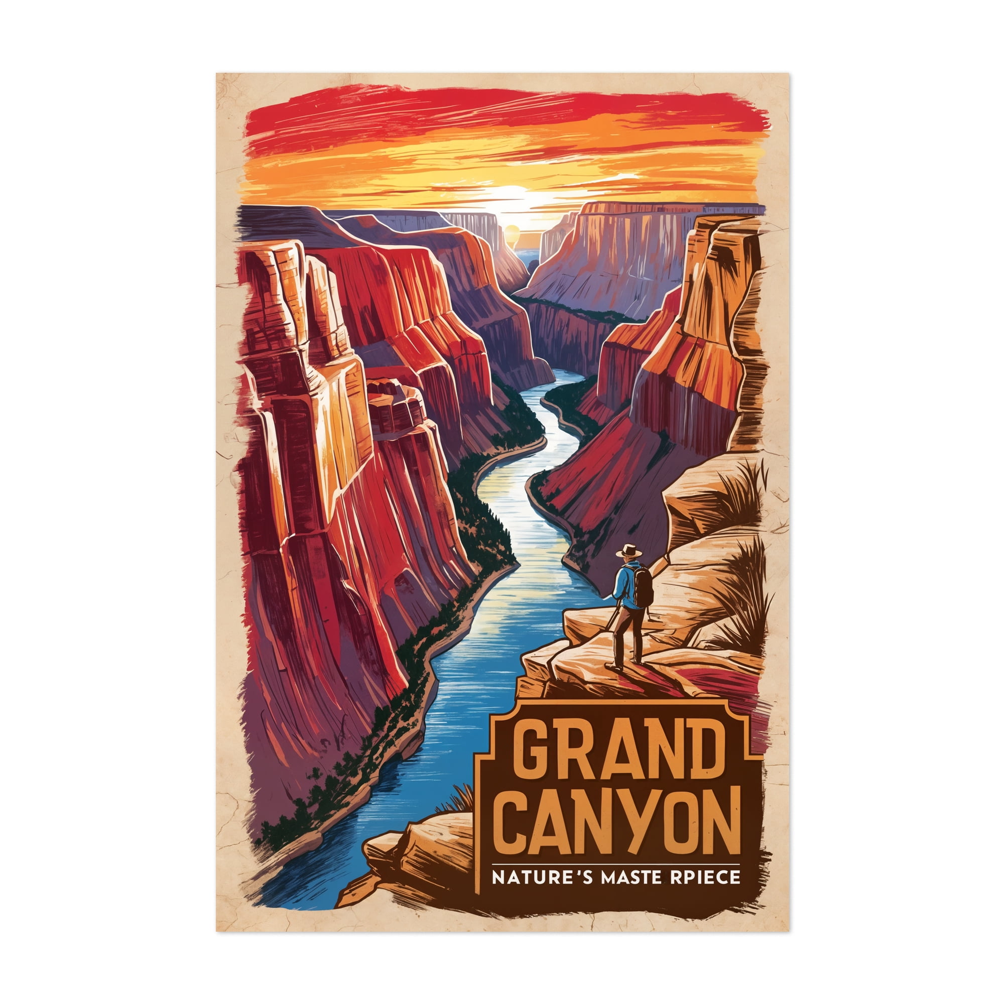 Retro Travel Art: The Majestic Grand Canyon - Arizona Illustration ...