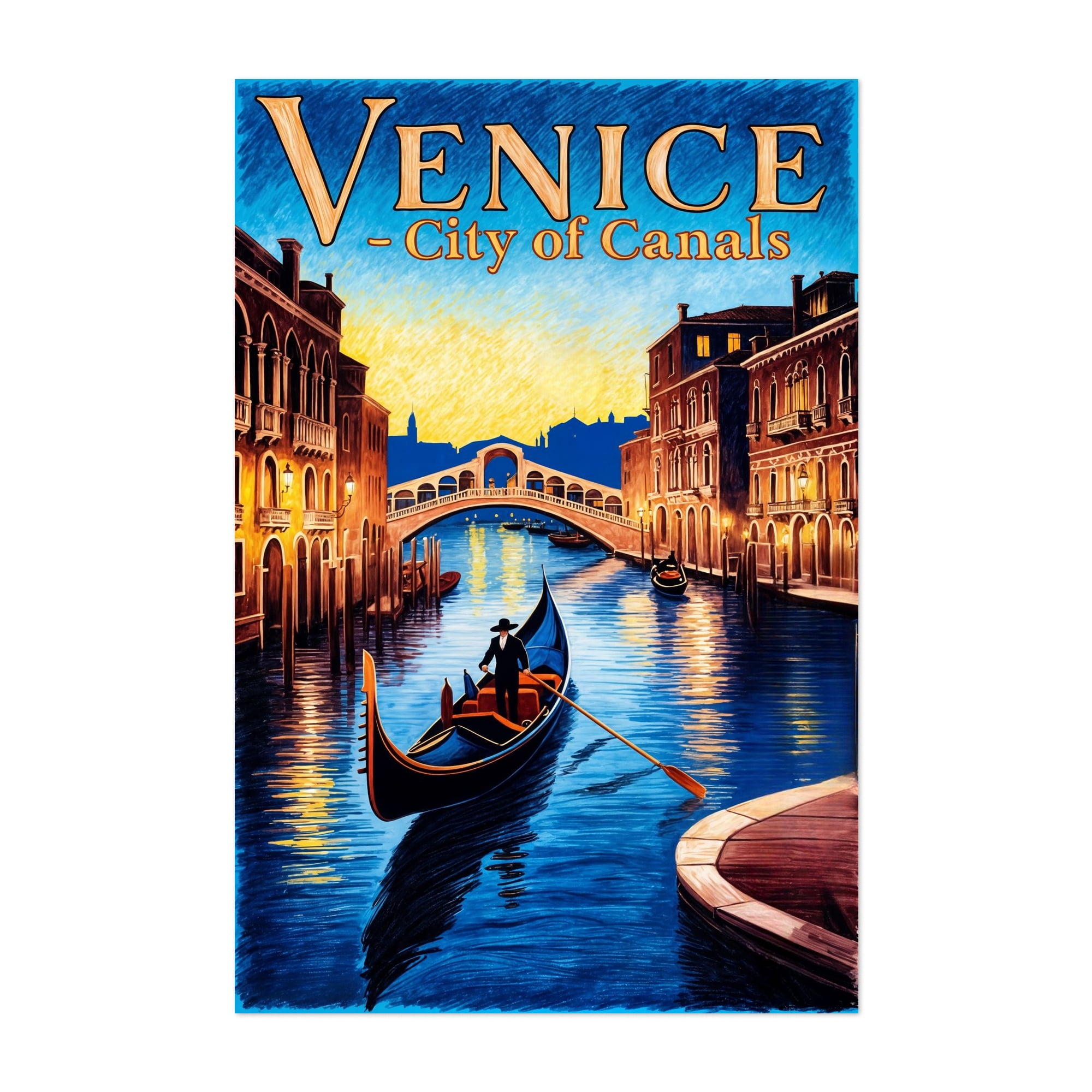 Retro Travel Poster: Romantic Canals of Venice - Veneto Italy ...