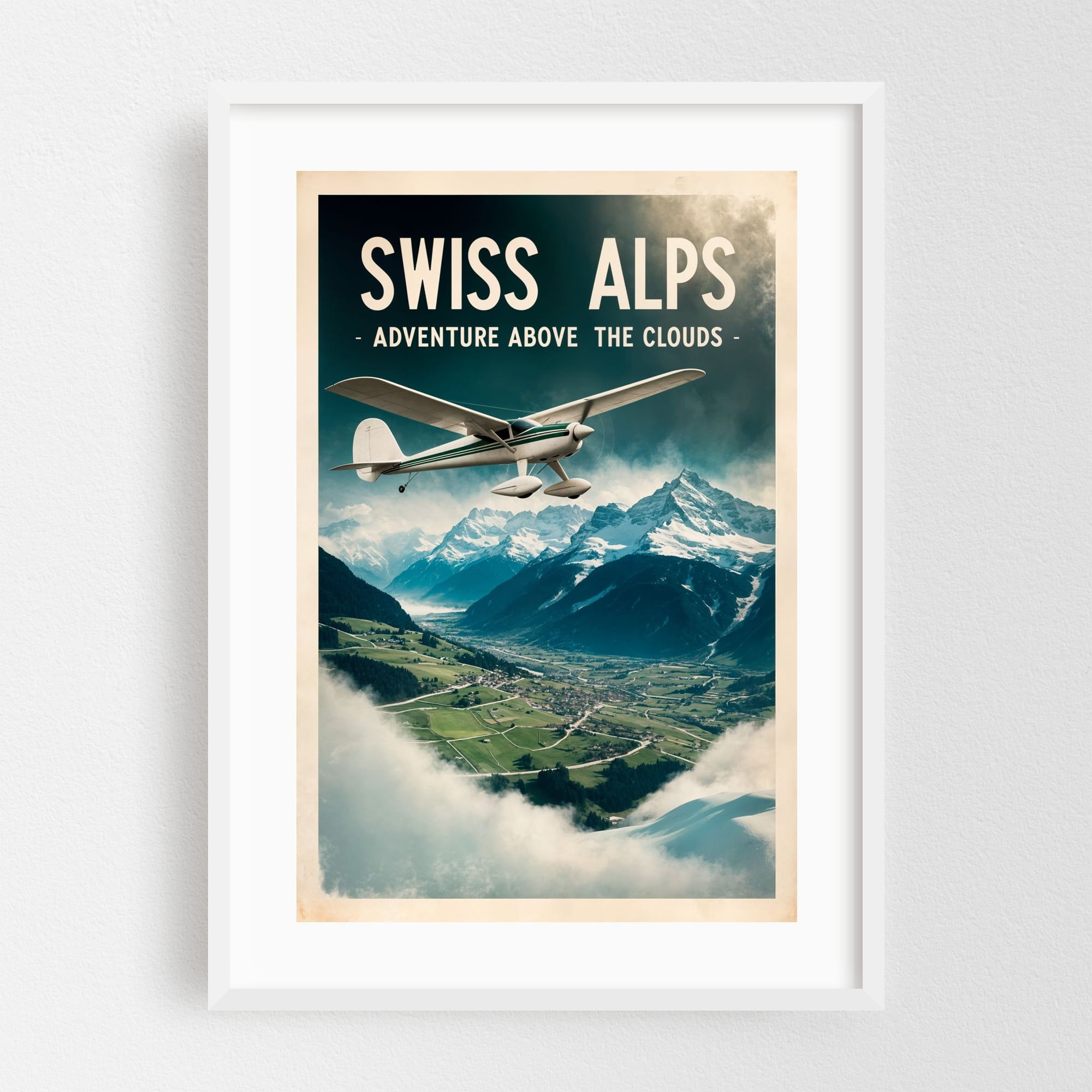 Retro Travel Poster: Soaring Over Swiss Peaks - Airolo Ticino ...