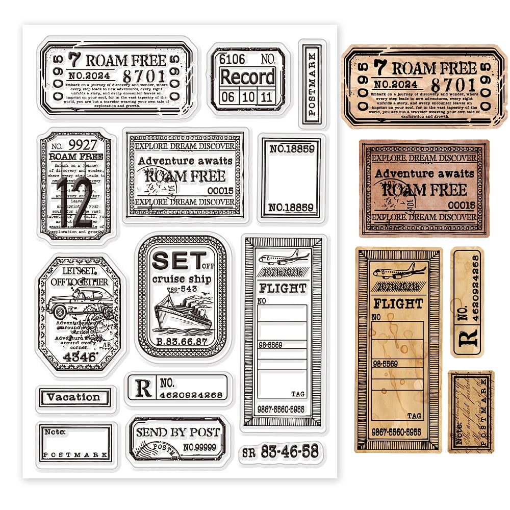 Retro Travel Transportation Ticket Clear Stamps for Cards Making ...