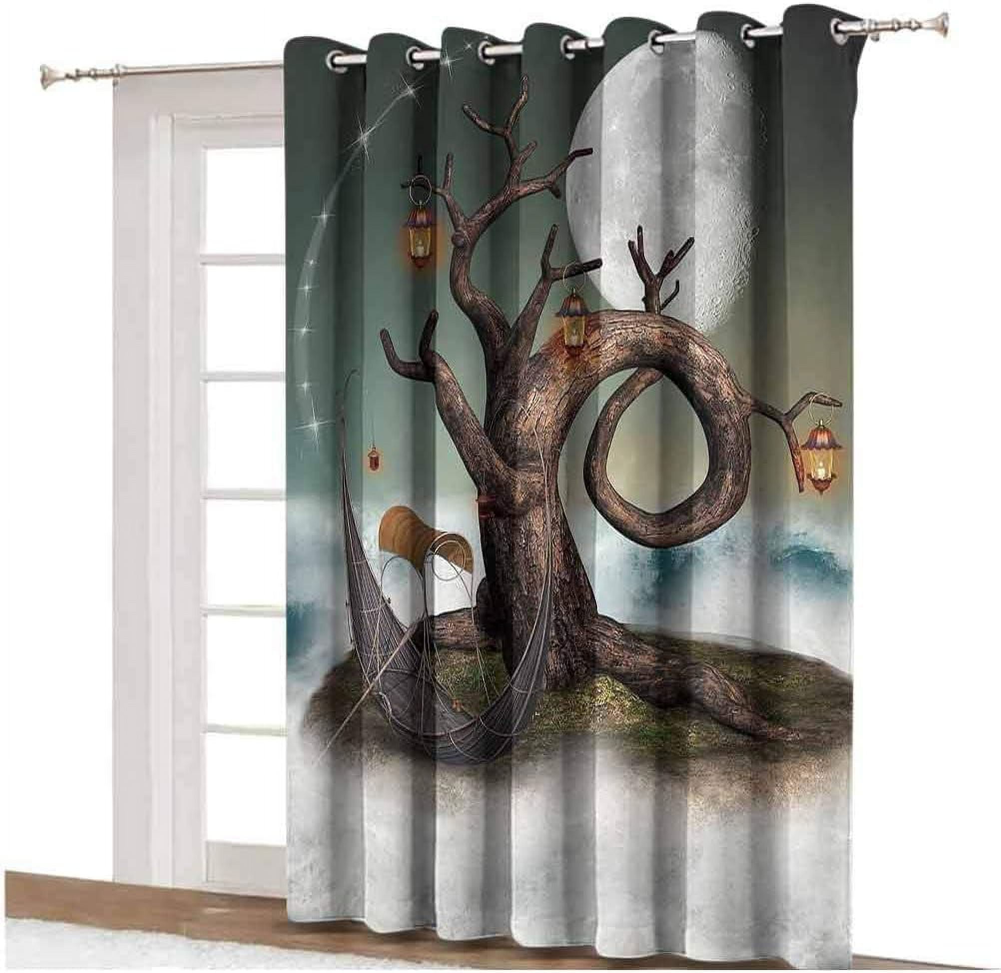 Retro Tree Curtains for Sliding Glass Doors, 100 x 84 inches, Extra ...